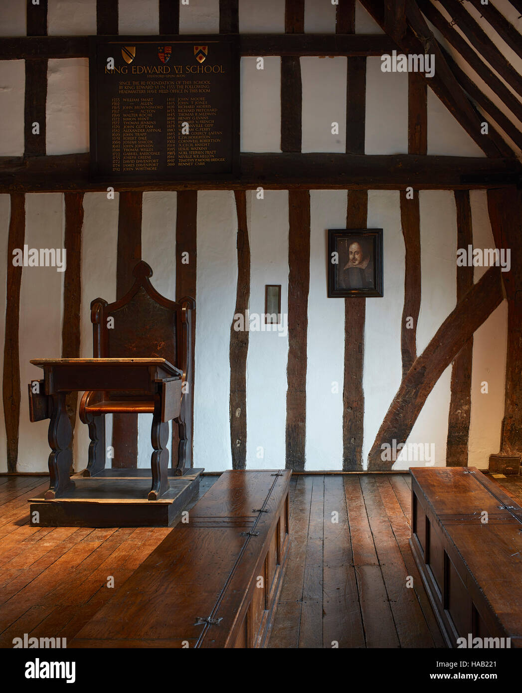 Teacher's desk and Shakespeare painting. Shakespeare's Schoolroom ...