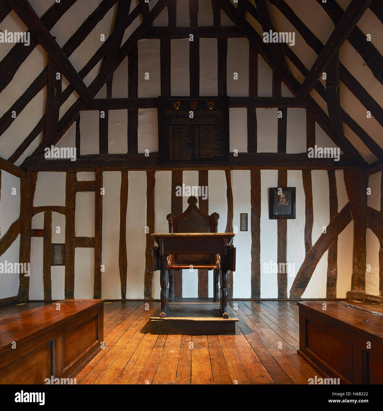 Teacher's desk and Shakespeare painting. Shakespeare's Schoolroom ...