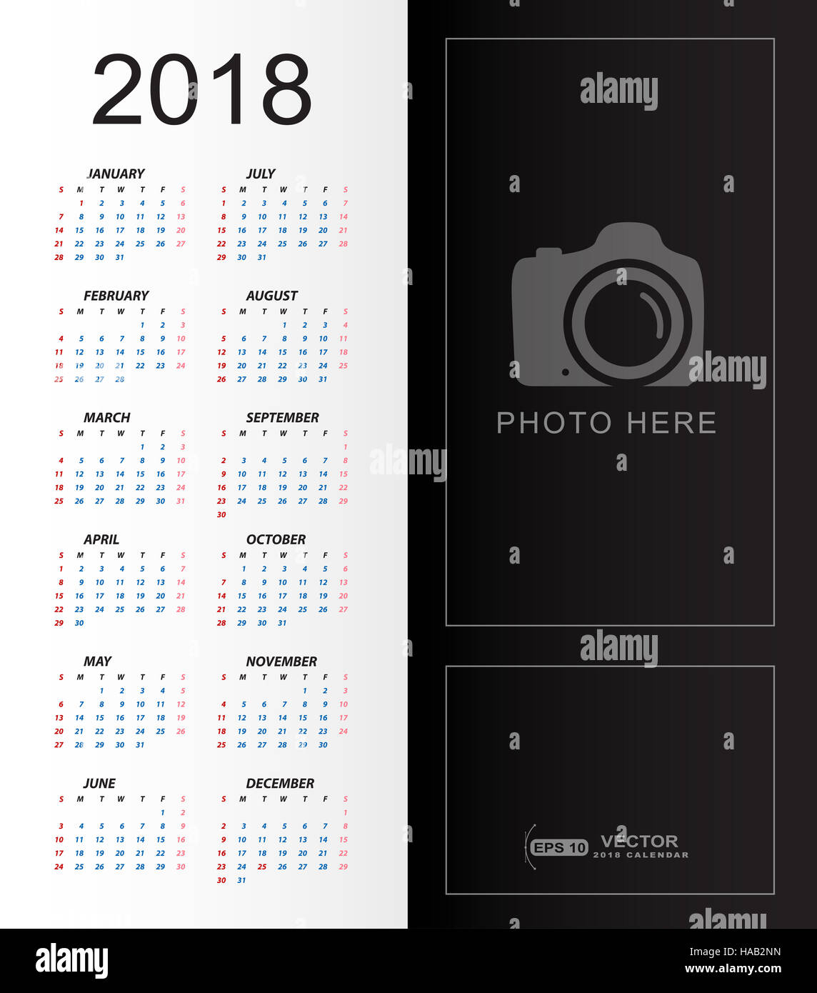 2018 calendar simple vector calendar hi-res stock photography and ...
