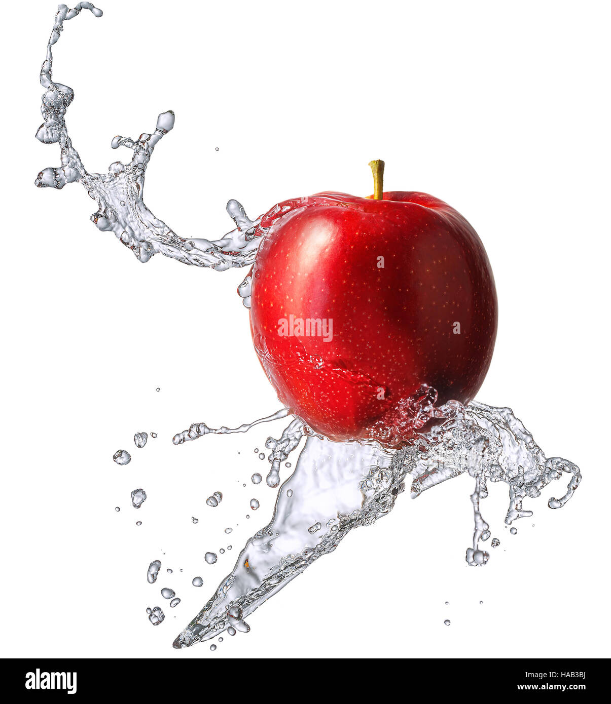 Water splash with apple isolated Stock Photo - Alamy