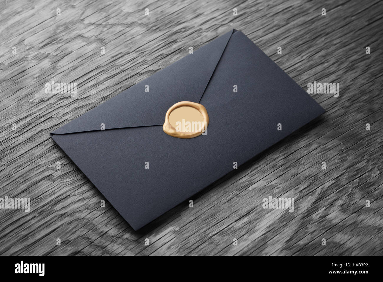 envelope with stamp on the wooden table Stock Photo - Alamy