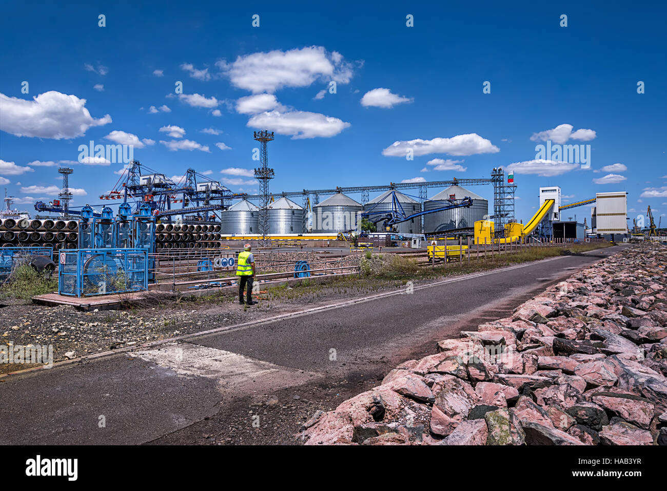 Beautiful Industrial day Landscape Port of Burgas, Bulgaria Stock Photo ...