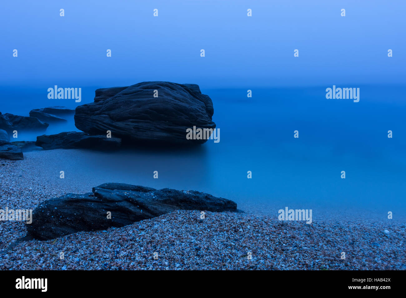 Foggy sunrise at Rocky Bay of Kraimorie Burgas - 9th April 2016 Stock ...