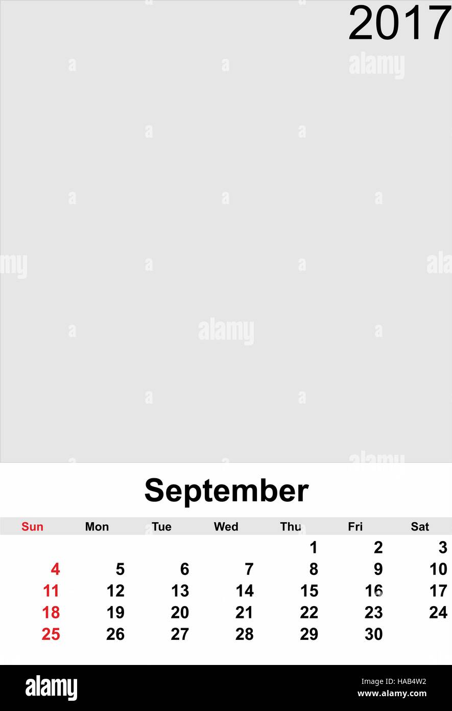 September 2017. Calendar vector illustration Stock Vector Image & Art ...