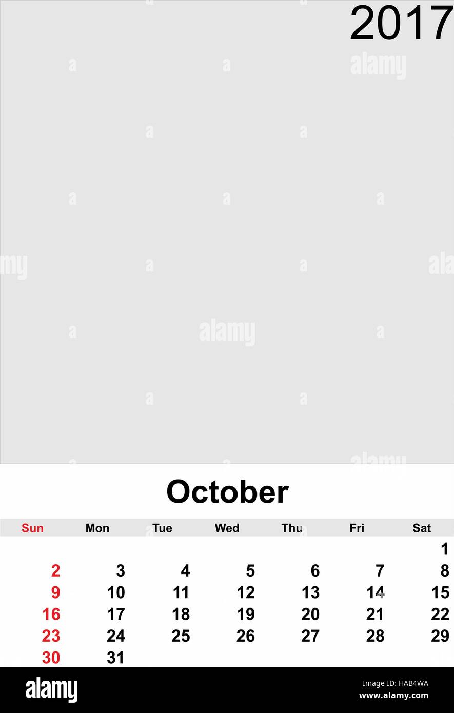 October 2017. Calendar vector illustration Stock Vector Image & Art - Alamy