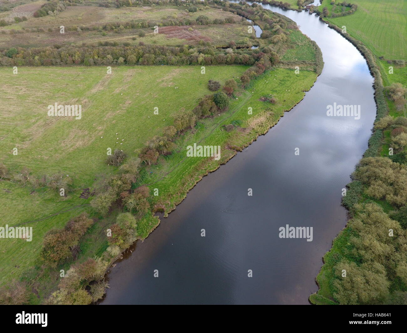 aerial photograph of the river Weaver in Frodsham, Cheshire Stock Photo ...