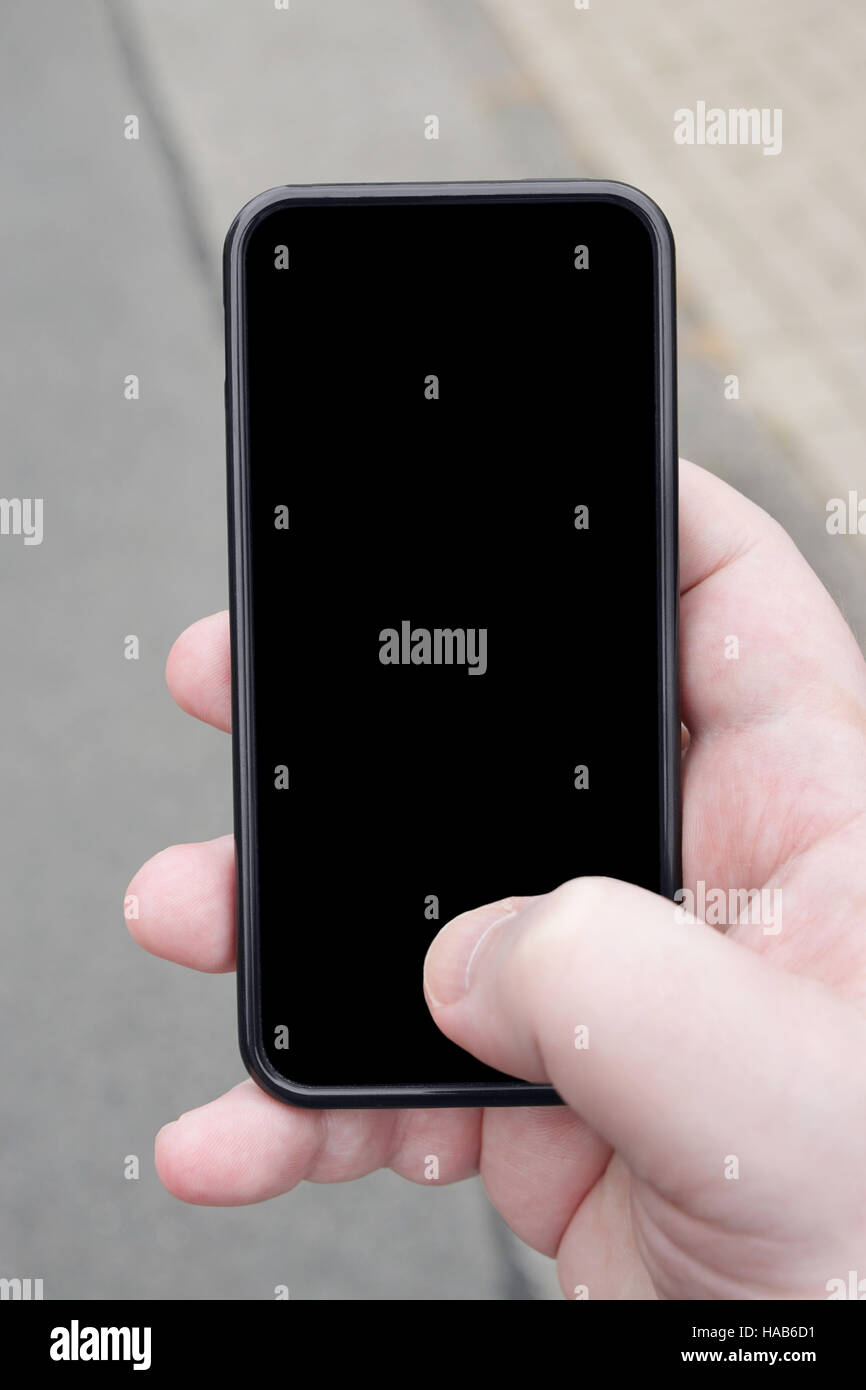 Hand holding mobile phone hi-res stock photography and images - Alamy