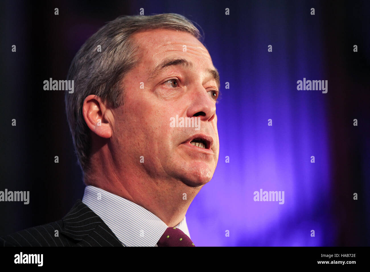 Westminster, London. 28 Nov 2016 - Outgoing UKIP leader Nigel Farage ...
