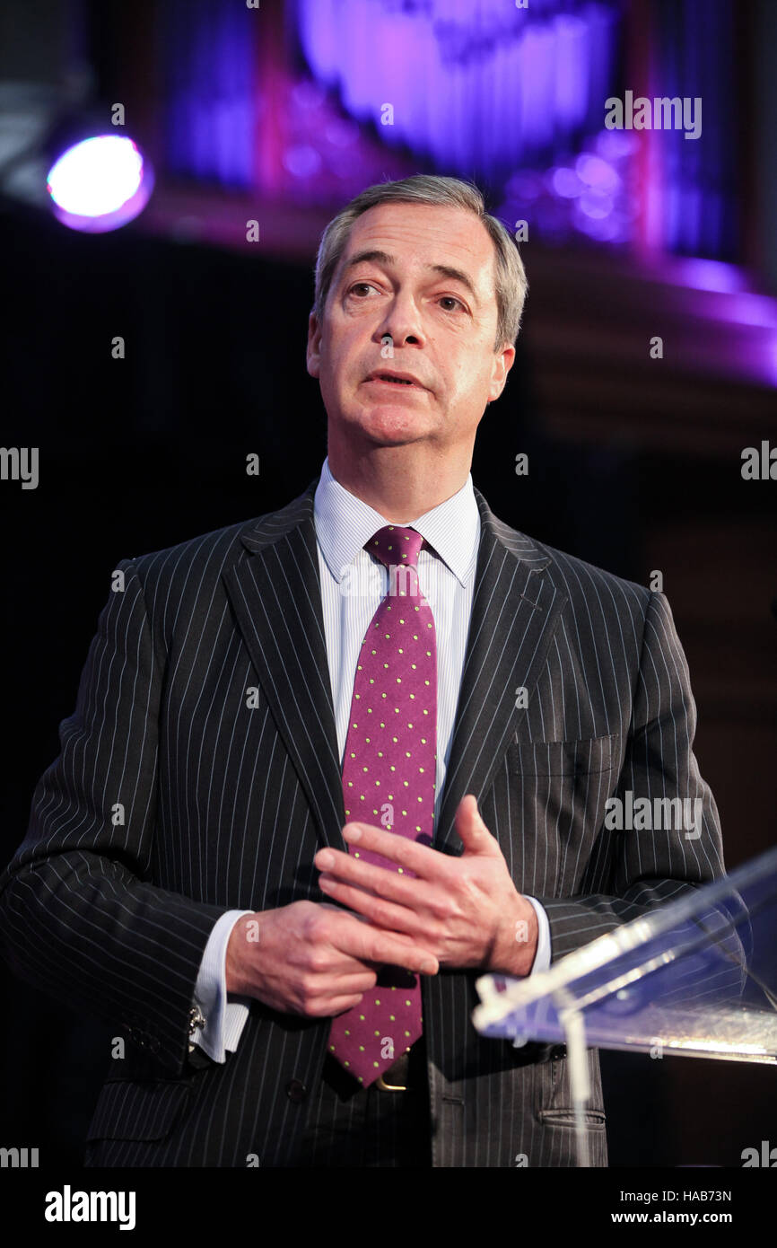 Westminster, London. 28 Nov 2016 - Outgoing UKIP leader Nigel Farage ...
