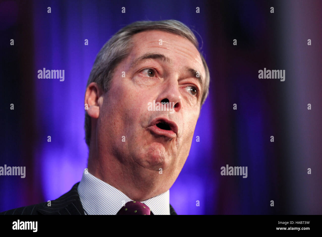Westminster, London. 28 Nov 2016 - Outgoing UKIP leader Nigel Farage ...