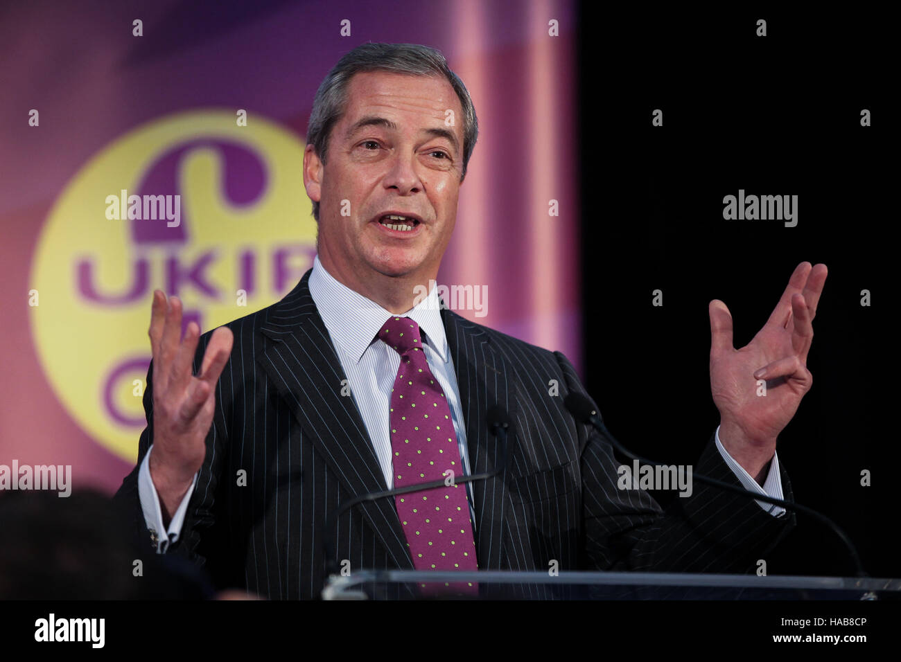 Westminster, London. 28 Nov 2016 - Outgoing UKIP leader Nigel Farage ...