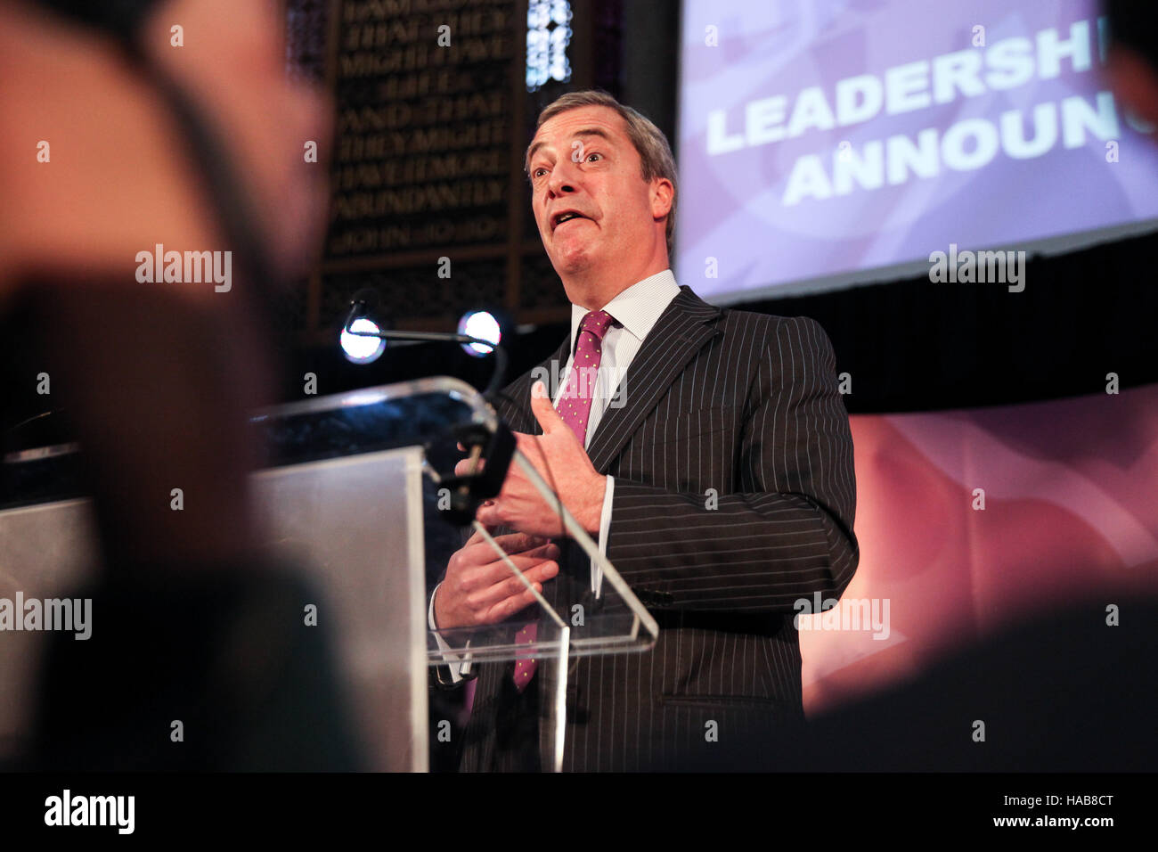 Westminster, London. 28 Nov 2016 - Outgoing UKIP leader Nigel Farage ...