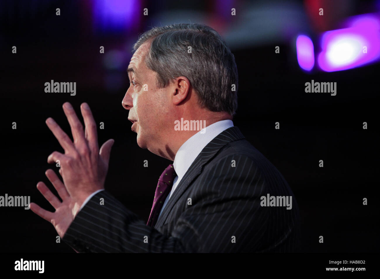 Westminster, London. 28 Nov 2016 - Outgoing UKIP leader Nigel Farage ...