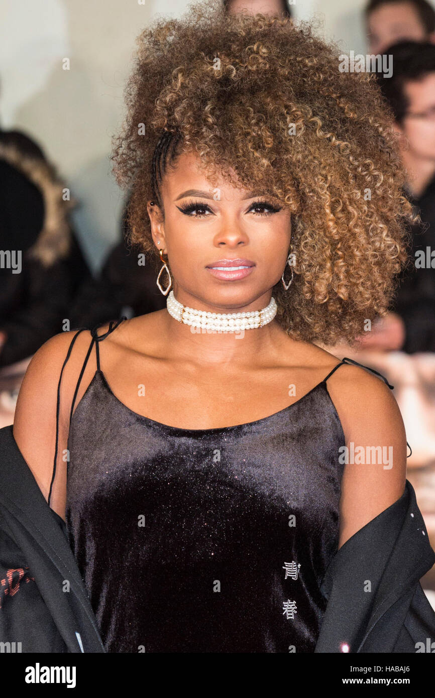 London, UK. 28 November 2016. Singer Fleur East. Red carpet arrivals ...
