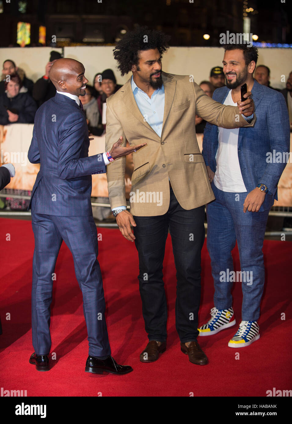 London, UK. 28th Nov, 2016. Mo Farah David Haye attends the Premiere of ...