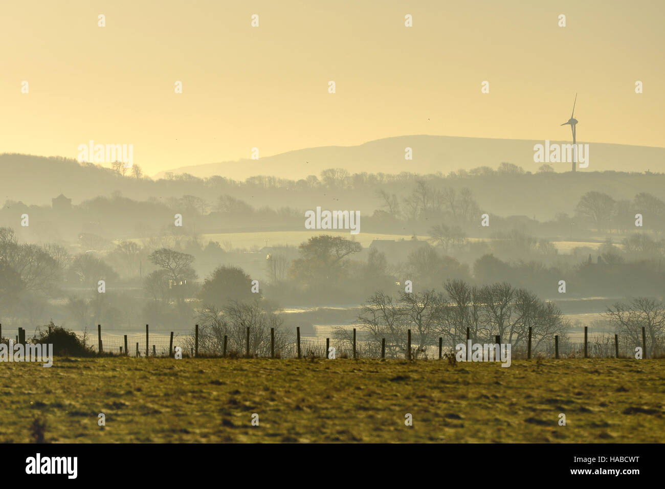 Ringmer, East Sussex, the sun rises over Glyndebourne Opera House's ...