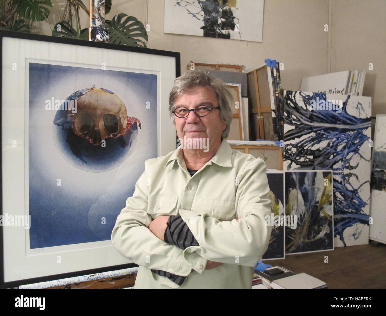 Paris, France. 23rd Nov, 2016. Michel Granger in front of his work ...