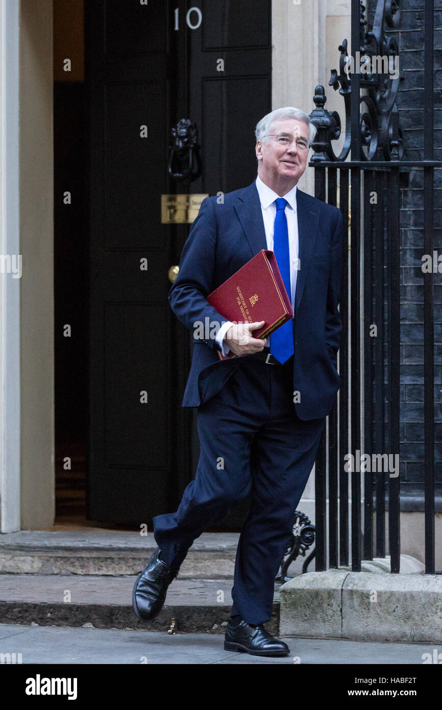 London, UK. 29th November, 2016. Michael Fallon MP, Secretary of State ...