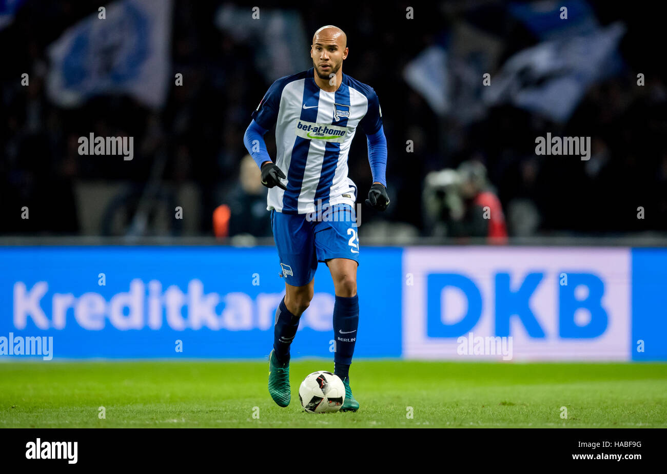 Berlin, Germany. 27th Nov, 2016. Hertha's John Anthony Brooks on the ...