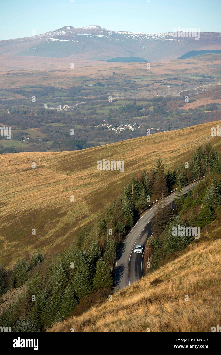 Motorists make their way up the road that snakes up the Rhigos Mountain ...