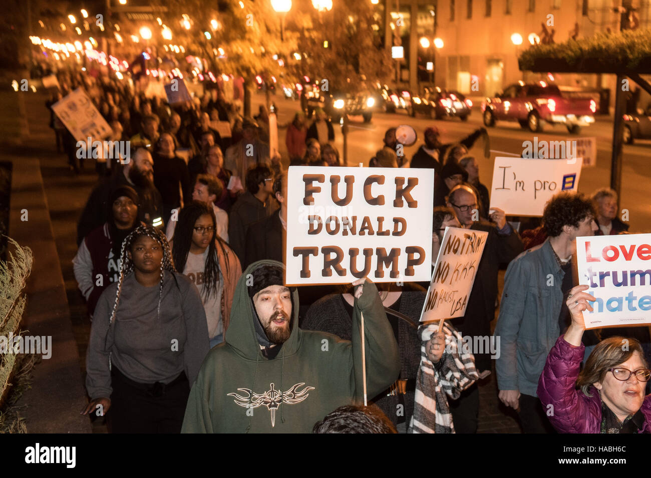 Columbus, Oh, USA. November 29,2016. Crowds gather in downtown to show ...