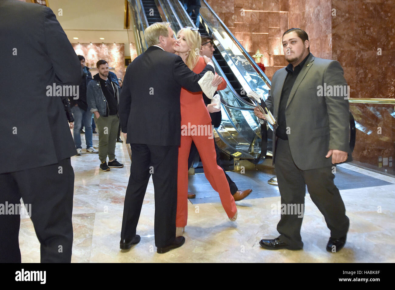 New York, New York. 28th Nov, 2016. Kellyanne Conway (center), campaign ...