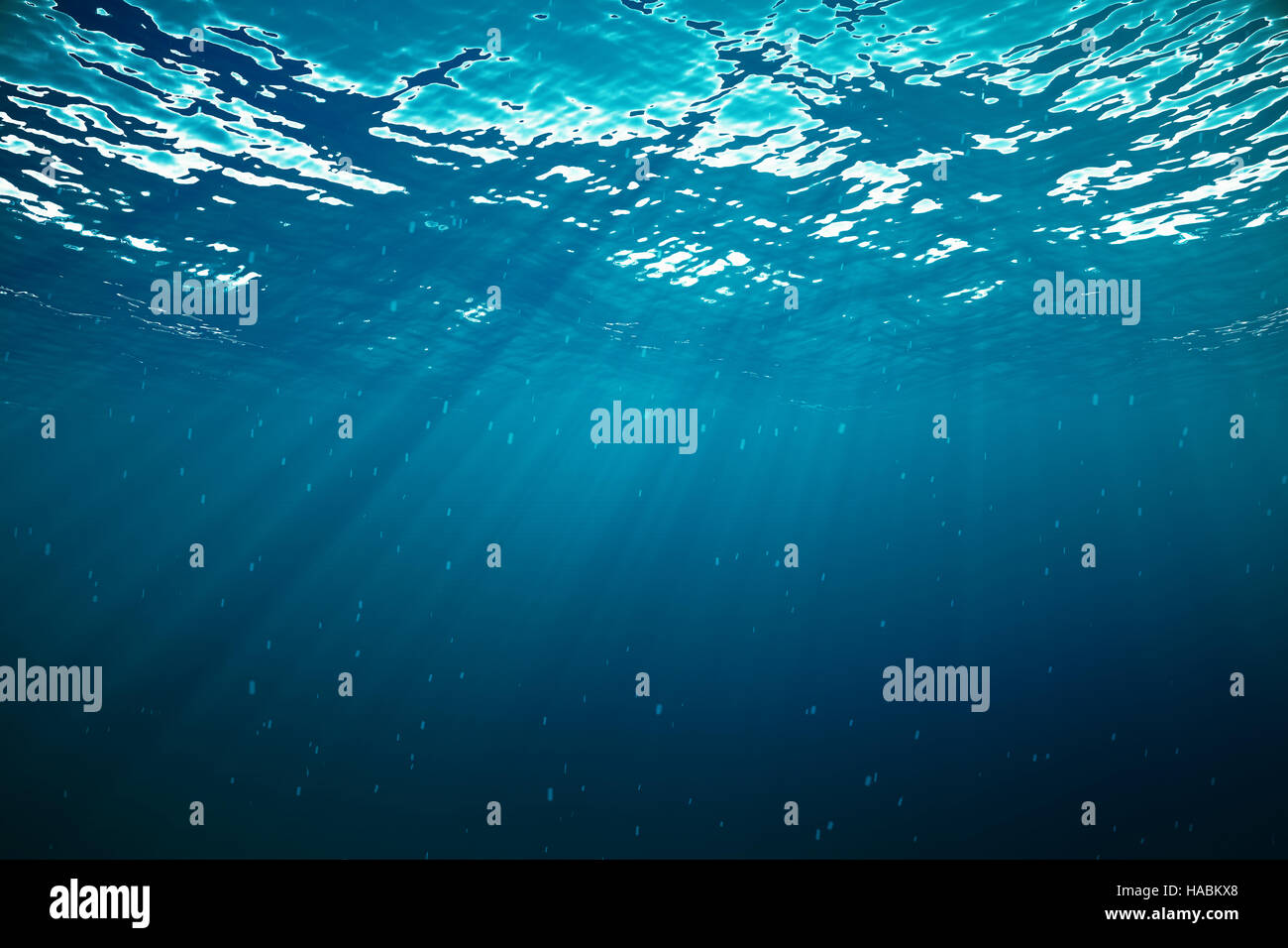 rendering underwater with sunrays and in deep tropical sea Stock Photo ...