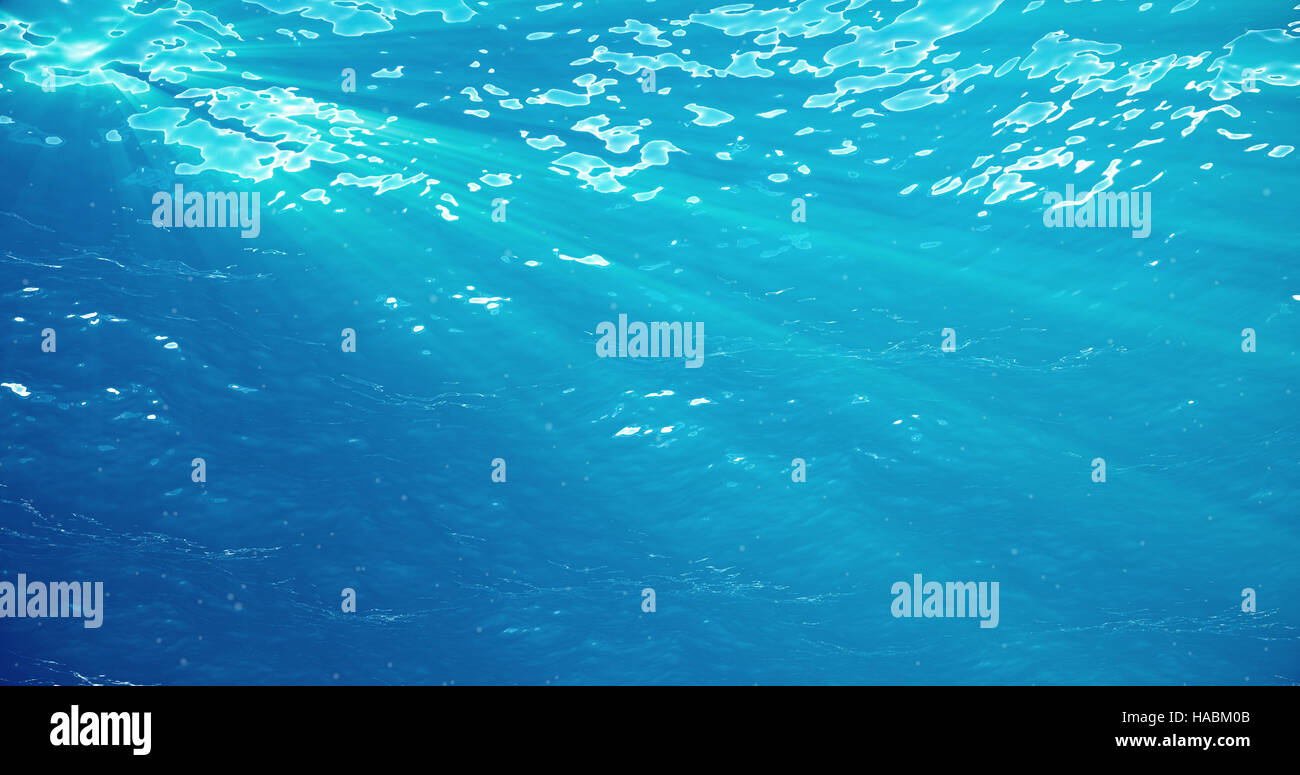 rendering underwater with sunrays and in deep tropical sea Stock Photo ...