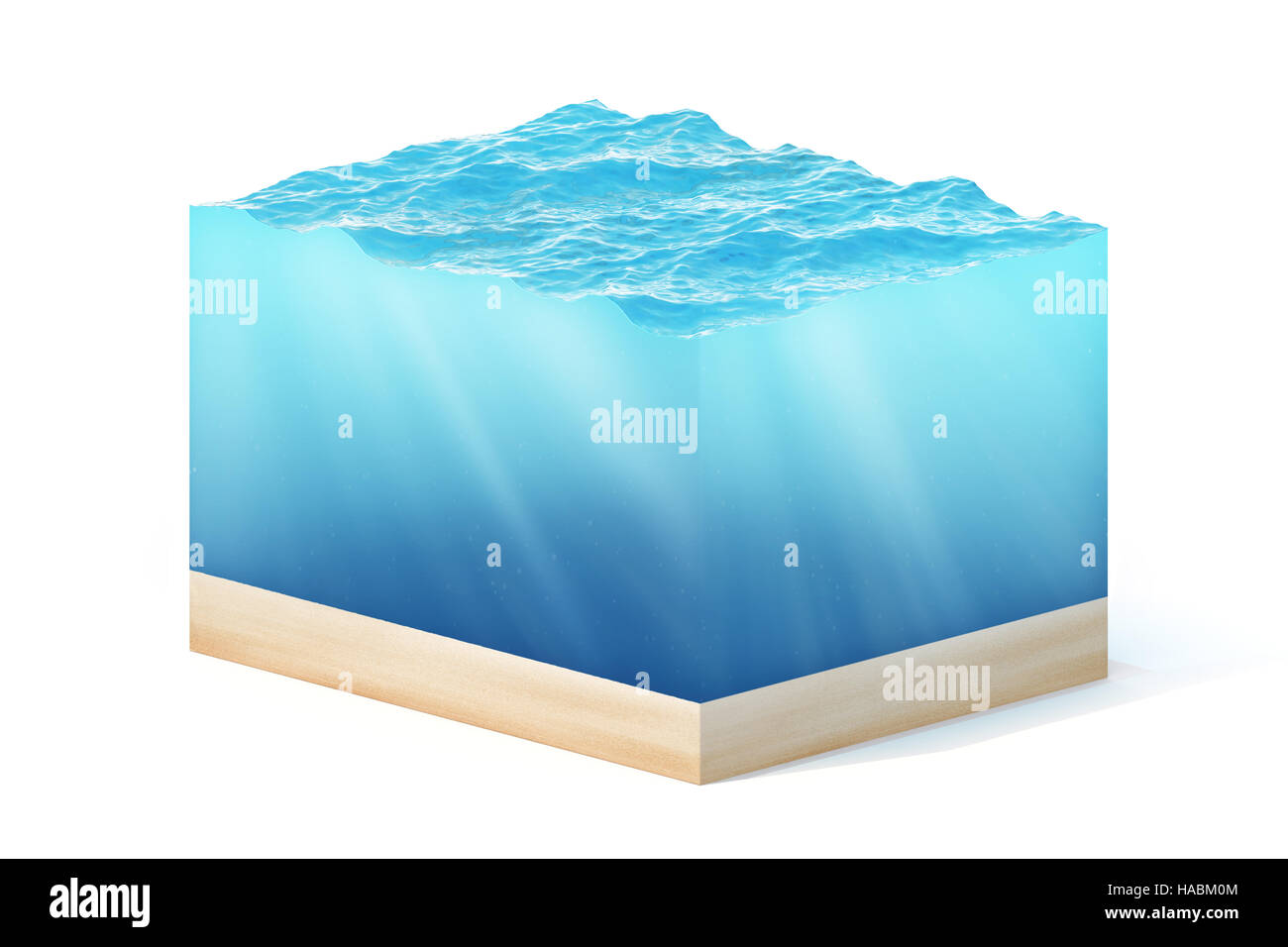 rendering illustration of cross section water cube isolated on white ...