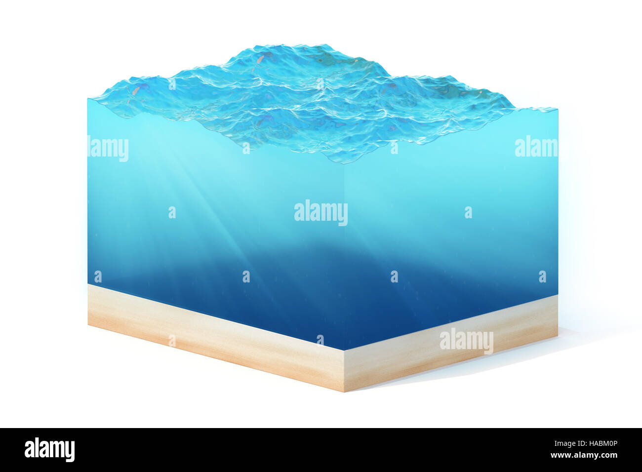 rendering of section clean ocean water with bottom under , isolated on ...