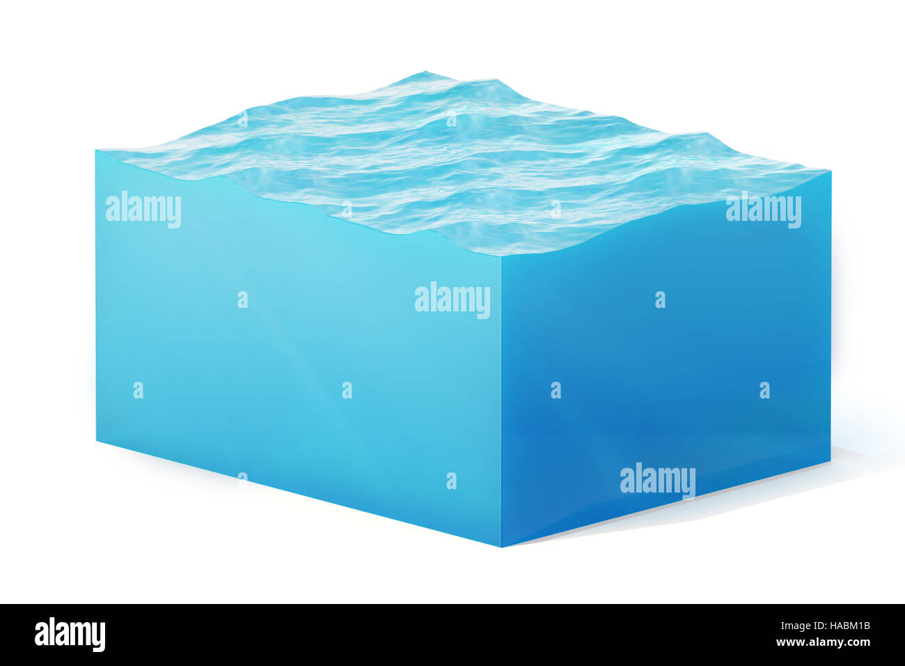 rendering illustration of cross section water cube isolated on white ...