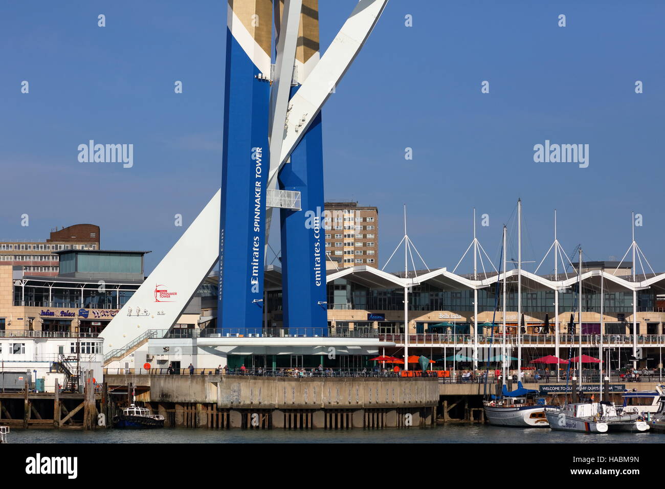 Dominant base of the Emirates Spinnaker Tower / Gunwharf Quays Marina ...