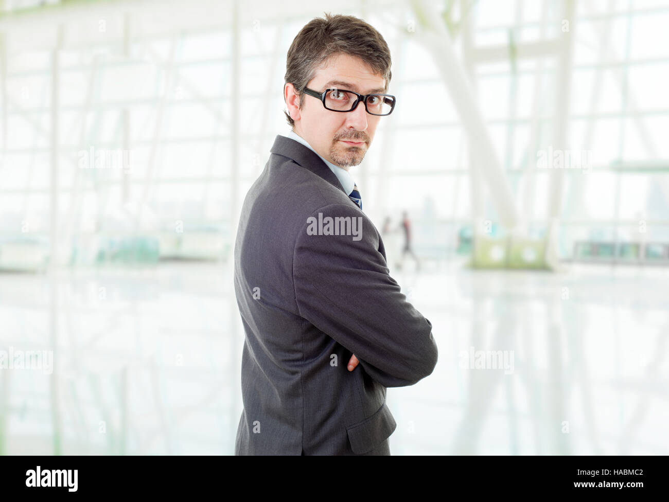 silly business man surprised at the office Stock Photo - Alamy