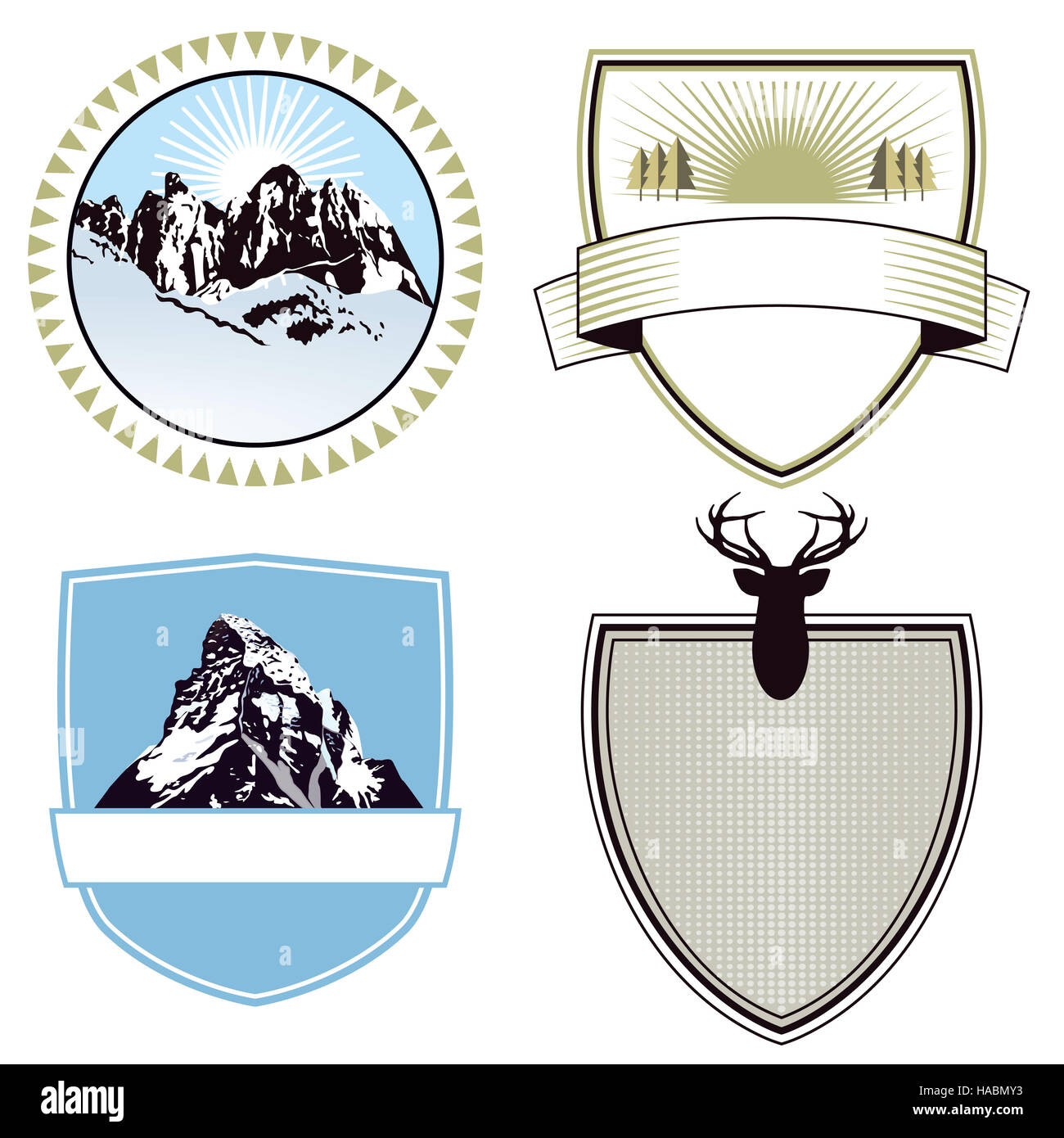 Mountain adventure and expedition badges Stock Photo - Alamy