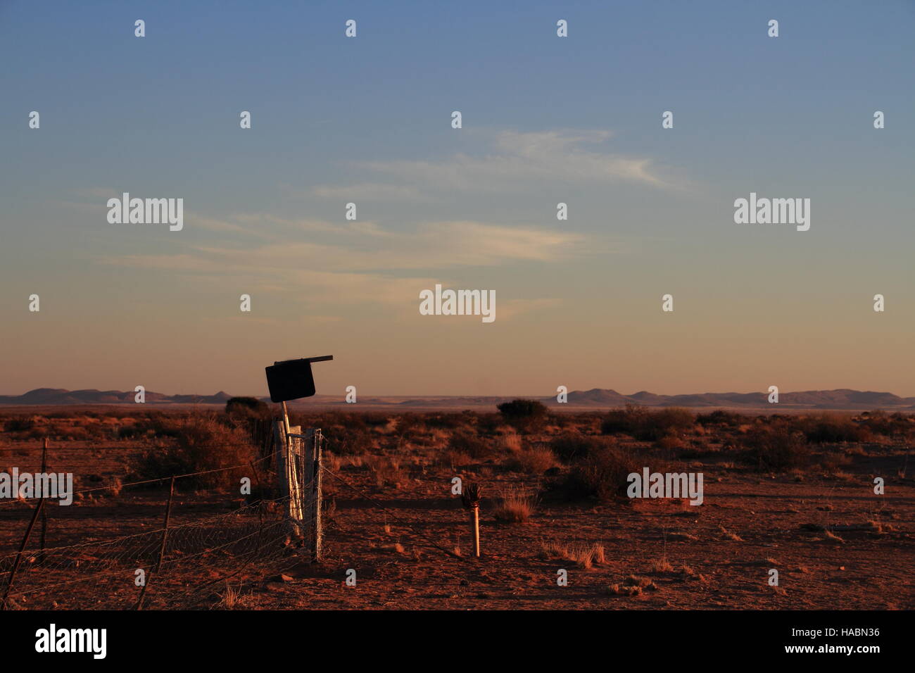 A desolate farm gate in the arid Namaqualand region in the Northern ...