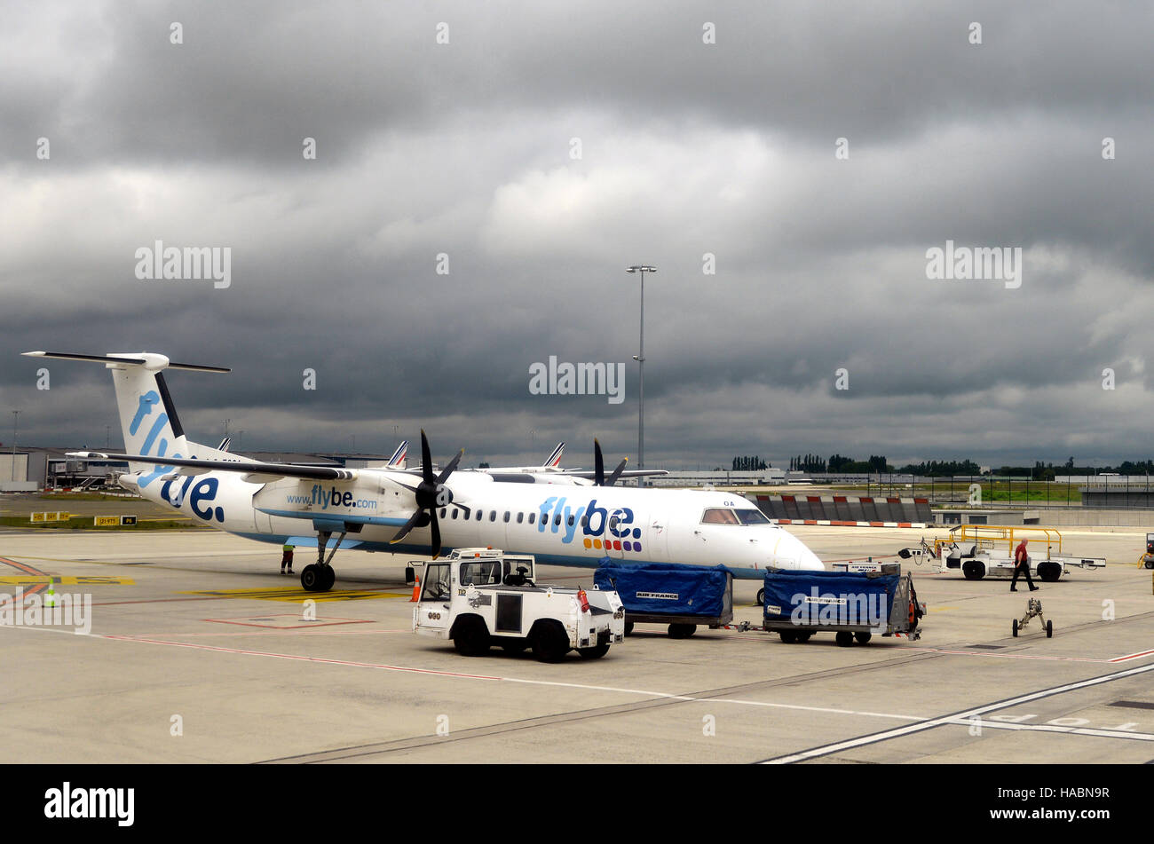 airplane of Flybe company Roissy Charles-de-Gaulle international ...