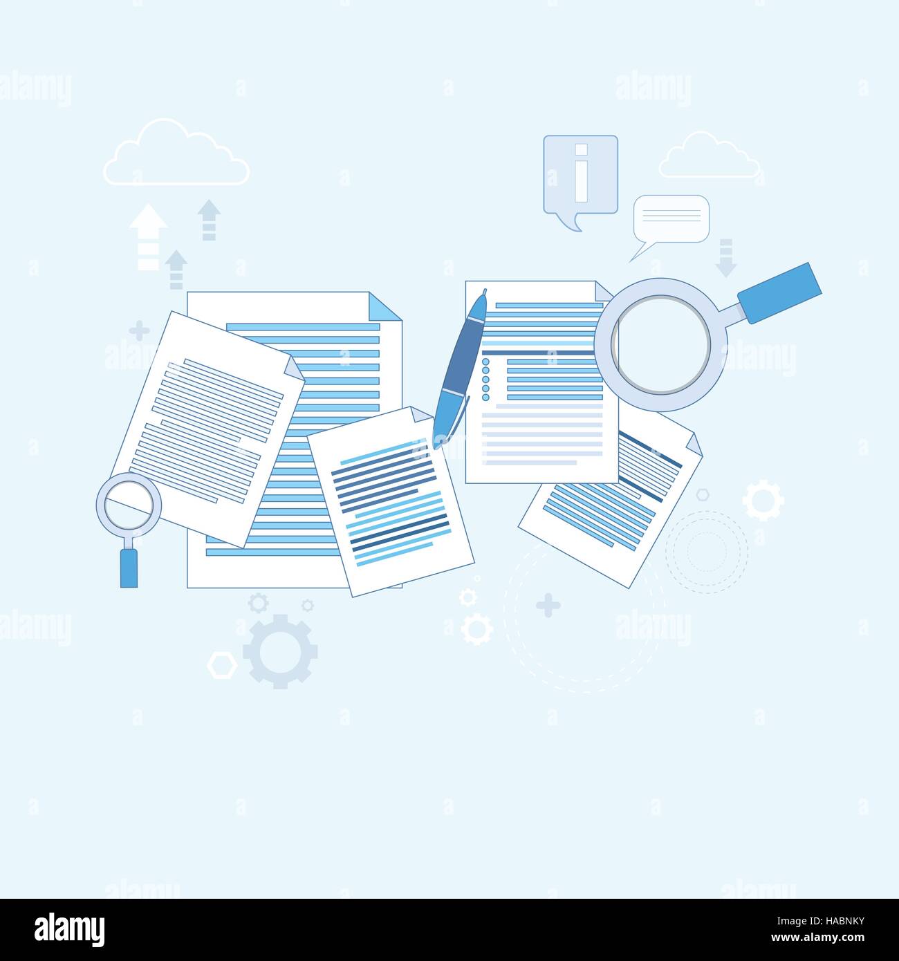 Paper Document Search Magnifying Glass Paperwork Business Stock Vector ...