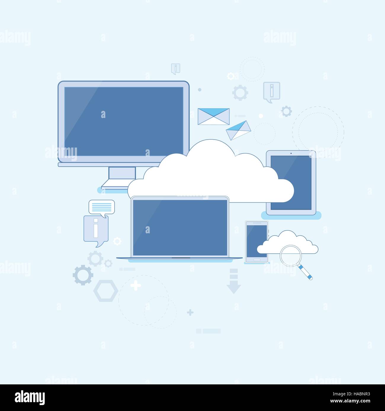 Computer Device Data Cloud Storage Security Thin Line Stock Vector ...