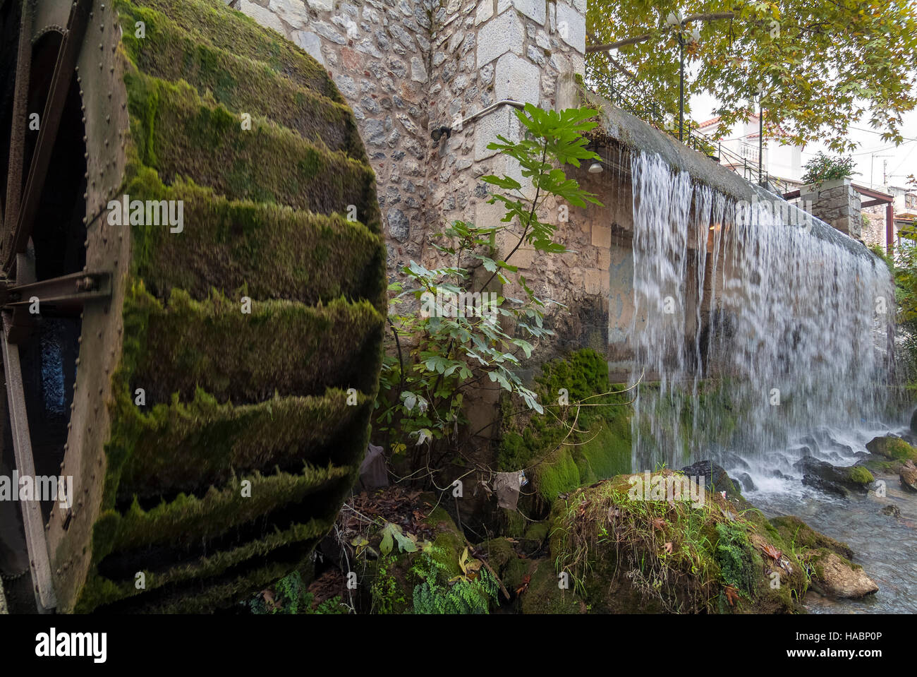 Water mill and cascade in Livadia town, Central Greece Stock Photo - Alamy
