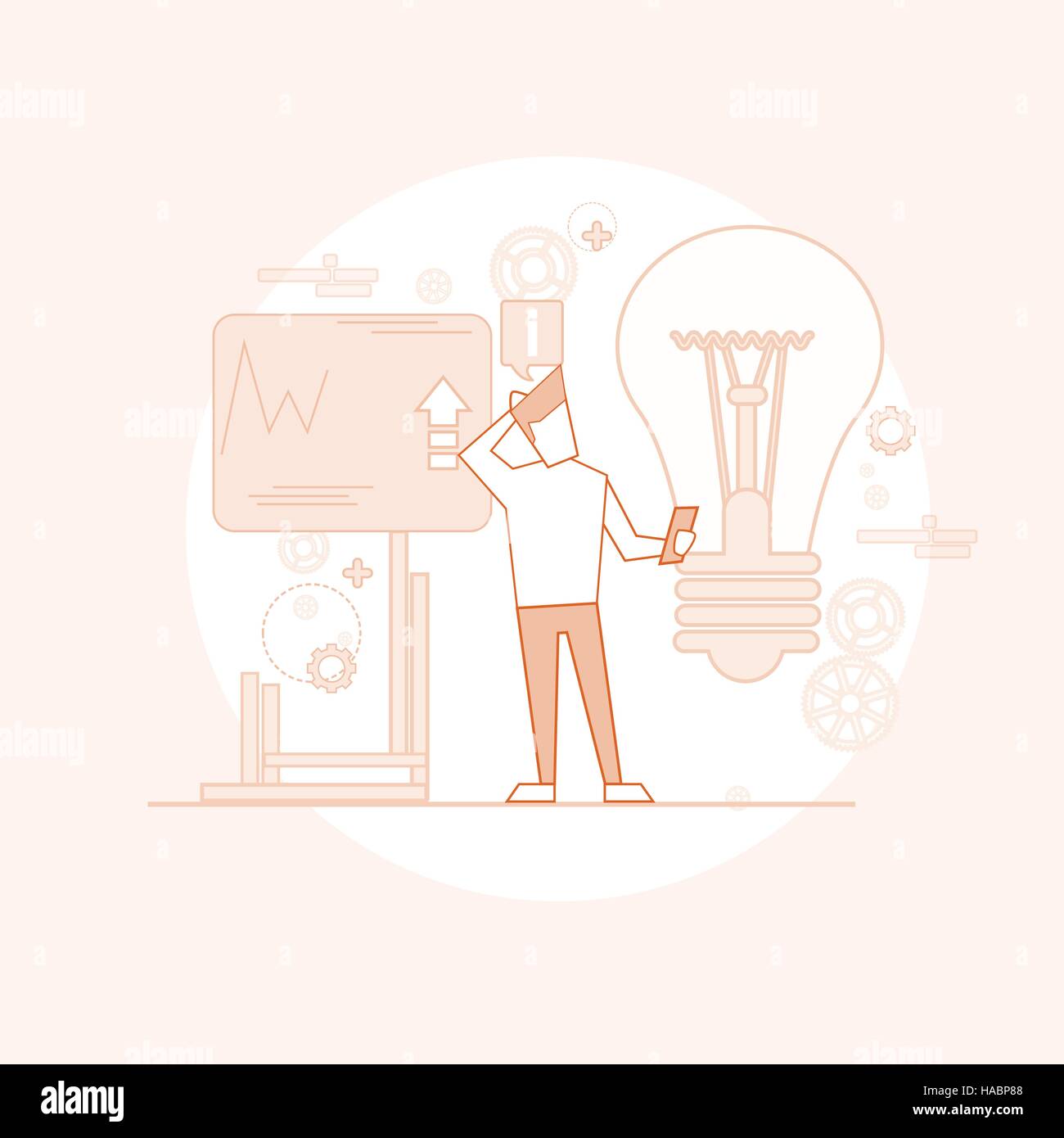 Business Man Use Cell Smart Phone Finance Chart Graph Thin Line Stock ...