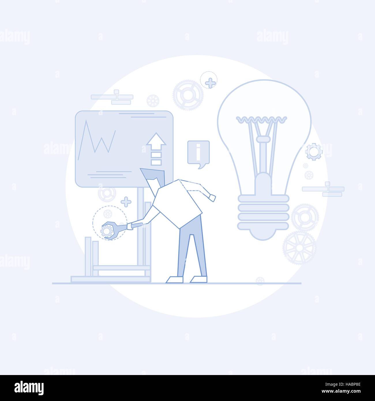 Business Man Creative Process Brainstorm Finance Chart Graph Thin Line ...