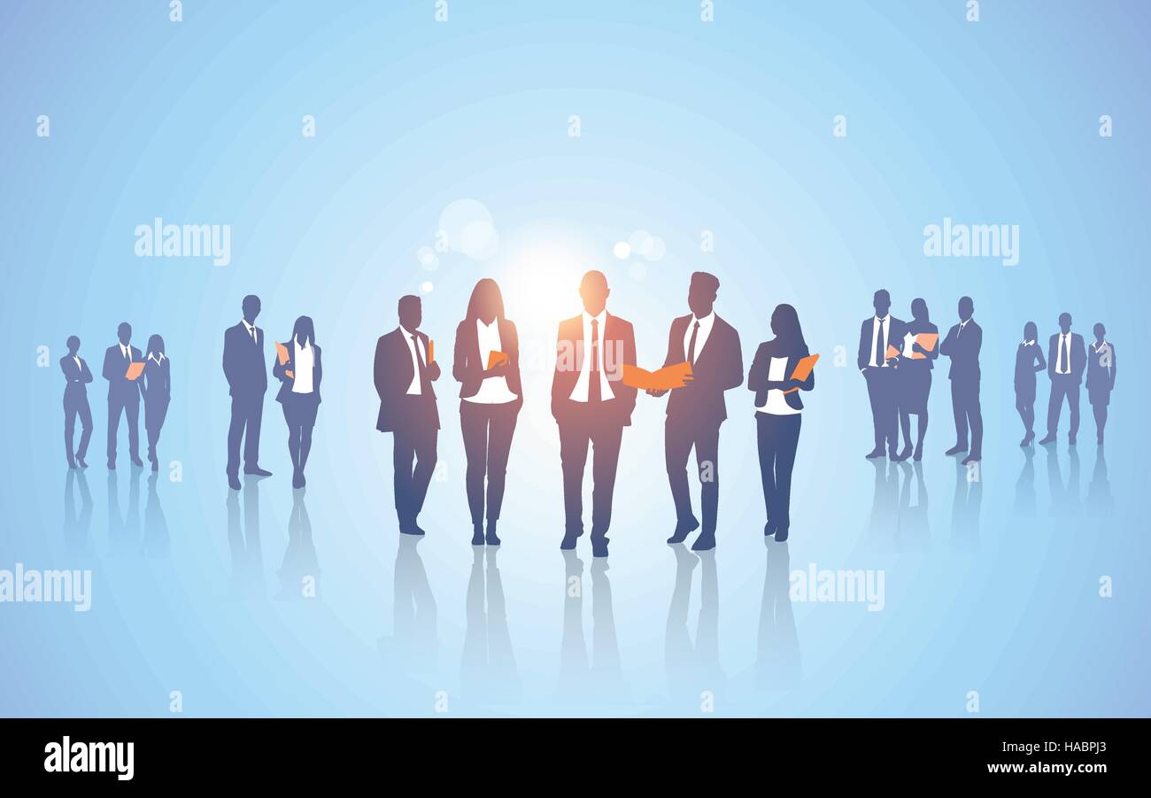 Business People Team Crowd Silhouette Businesspeople Group Human ...