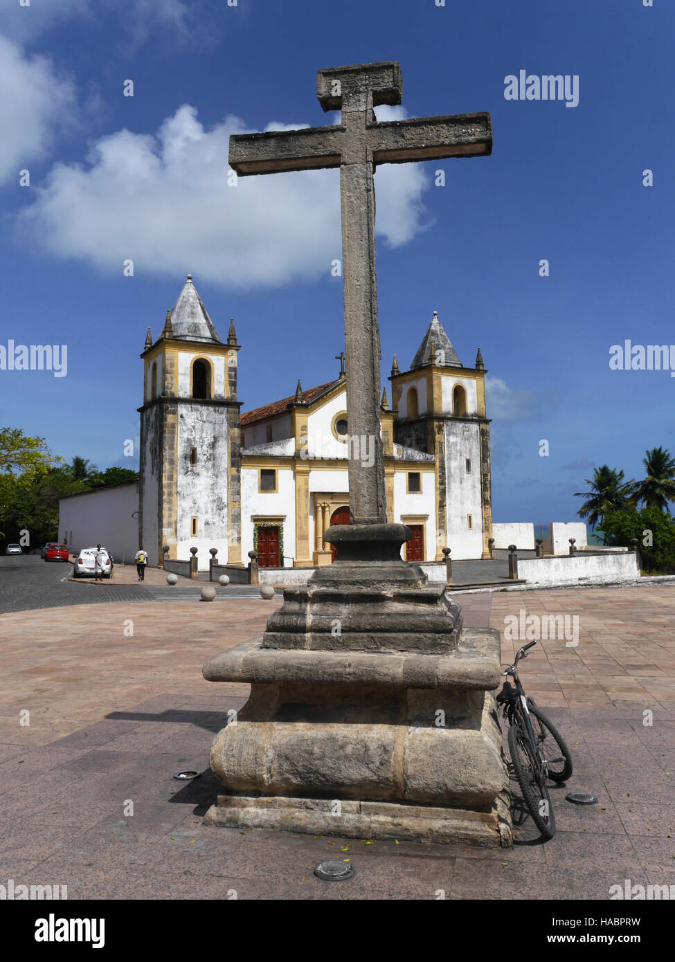 Cross in square in front of cathedral in Olinda Brazil Stock Photo - Alamy