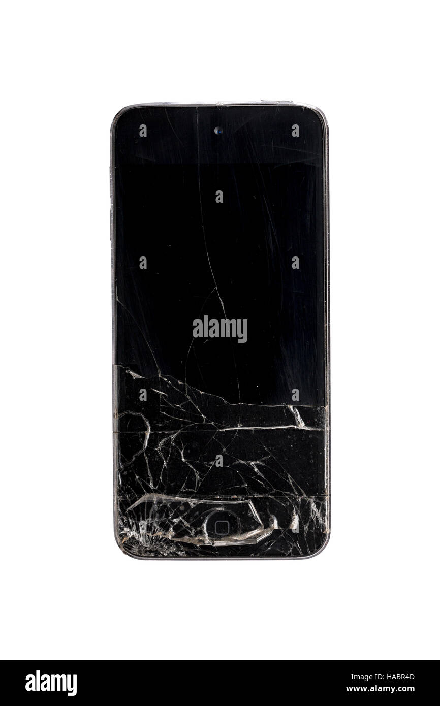 very old scratched mobile phone, isolated on white Stock Photo - Alamy