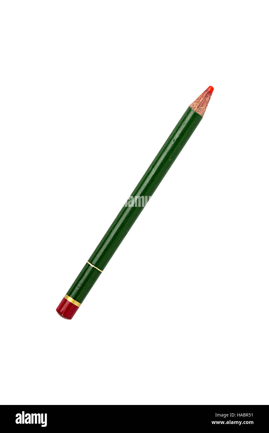 old red colored pencil, isolated on white Stock Photo - Alamy