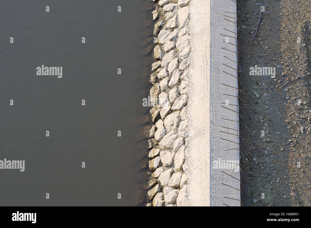 Concrete River Coast Under Construction Top View Stock Photo - Alamy