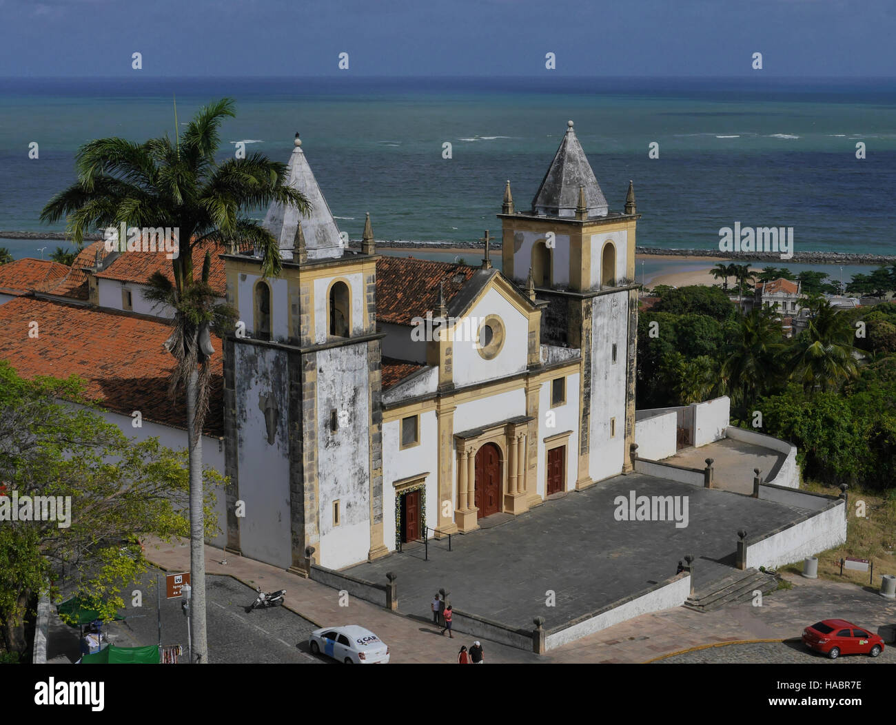 Overview of Olinda Cathedral from water tower looking out to sea Stock ...