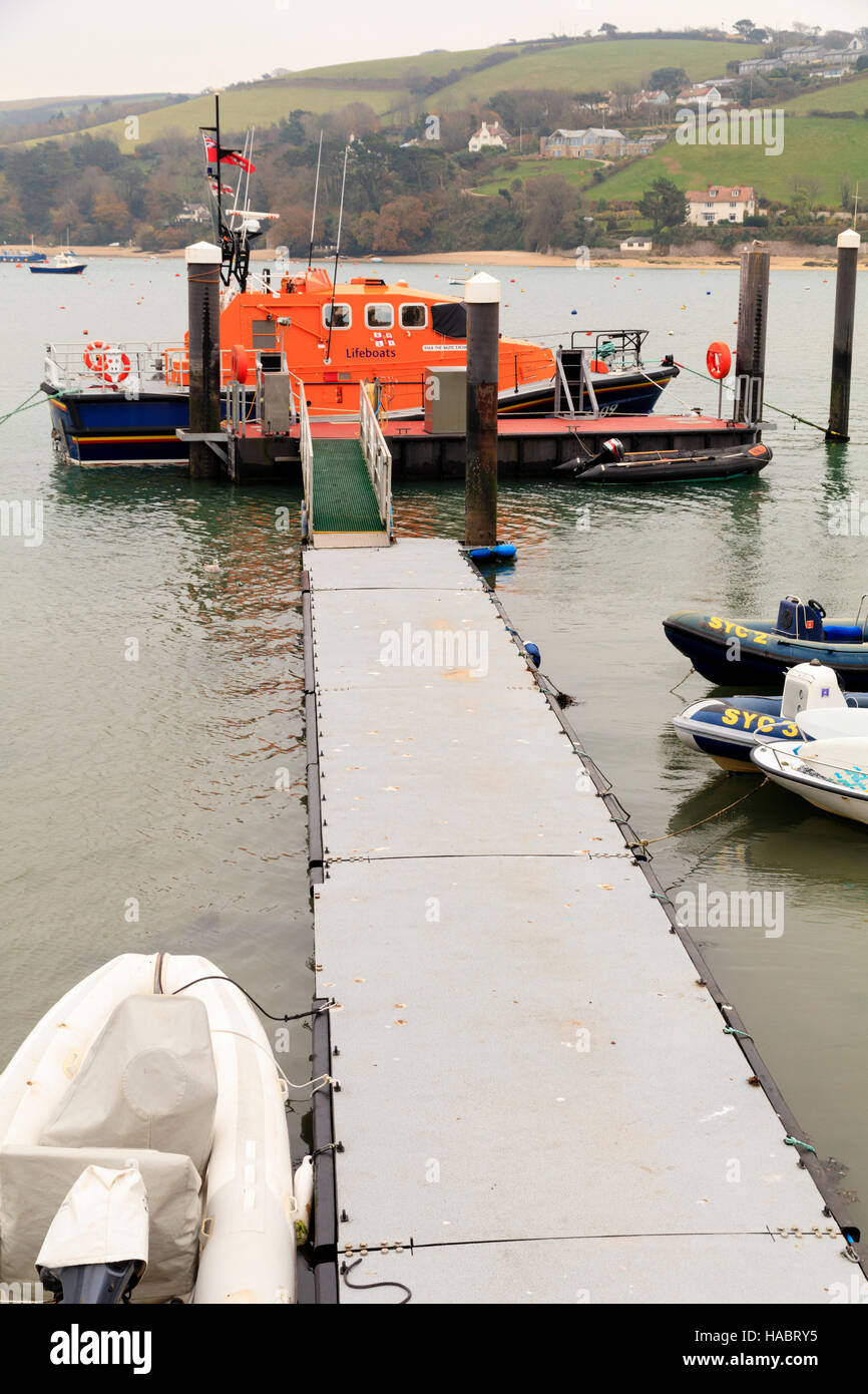 RNLI Lifeboat The Baltic Exchange III moored at Salcombe, South Devon ...
