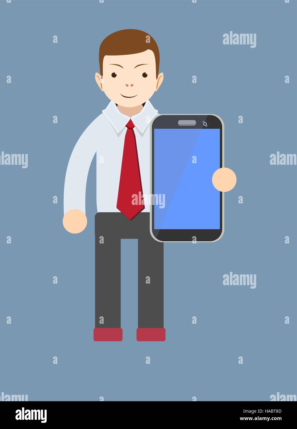 Male worker holding phone Stock Vector Images - Alamy