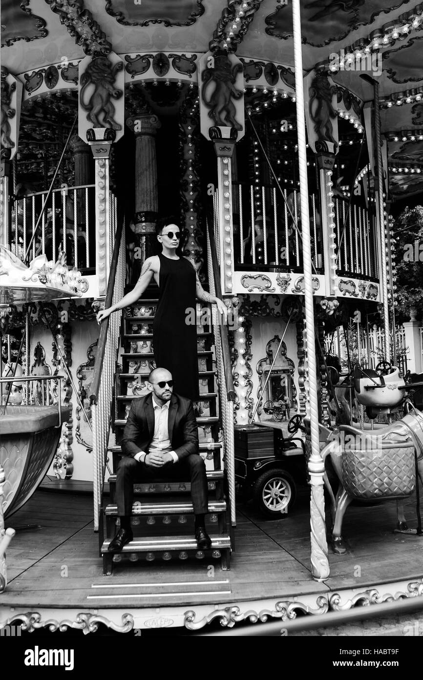 Beautiful horse carousel Black and White Stock Photos & Images - Alamy